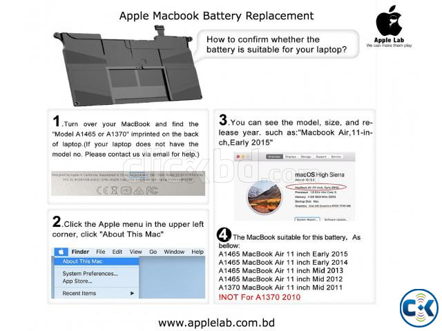 Original A1375 OEM Battery for MacBook Air 11 A1370 Late 20