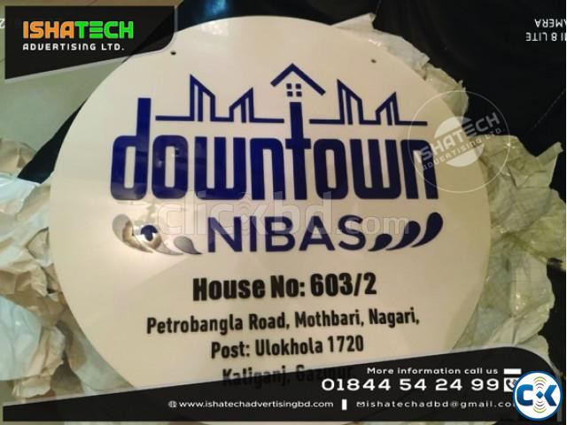 Hanging Round Bell Name Plate House Sign Blue Black Acryl