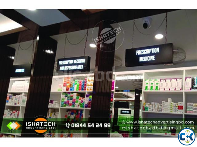 Pharmacy Hanging Sign Board Hanging Acp Off Cut Sign Led L