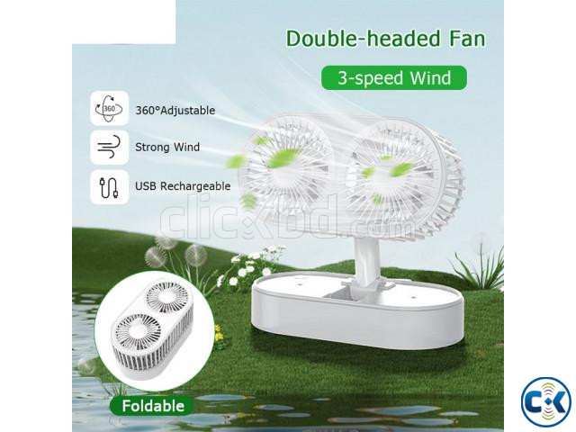 ZB076 Double Head Fan Rechargeable Strong Wind Fan Foldable